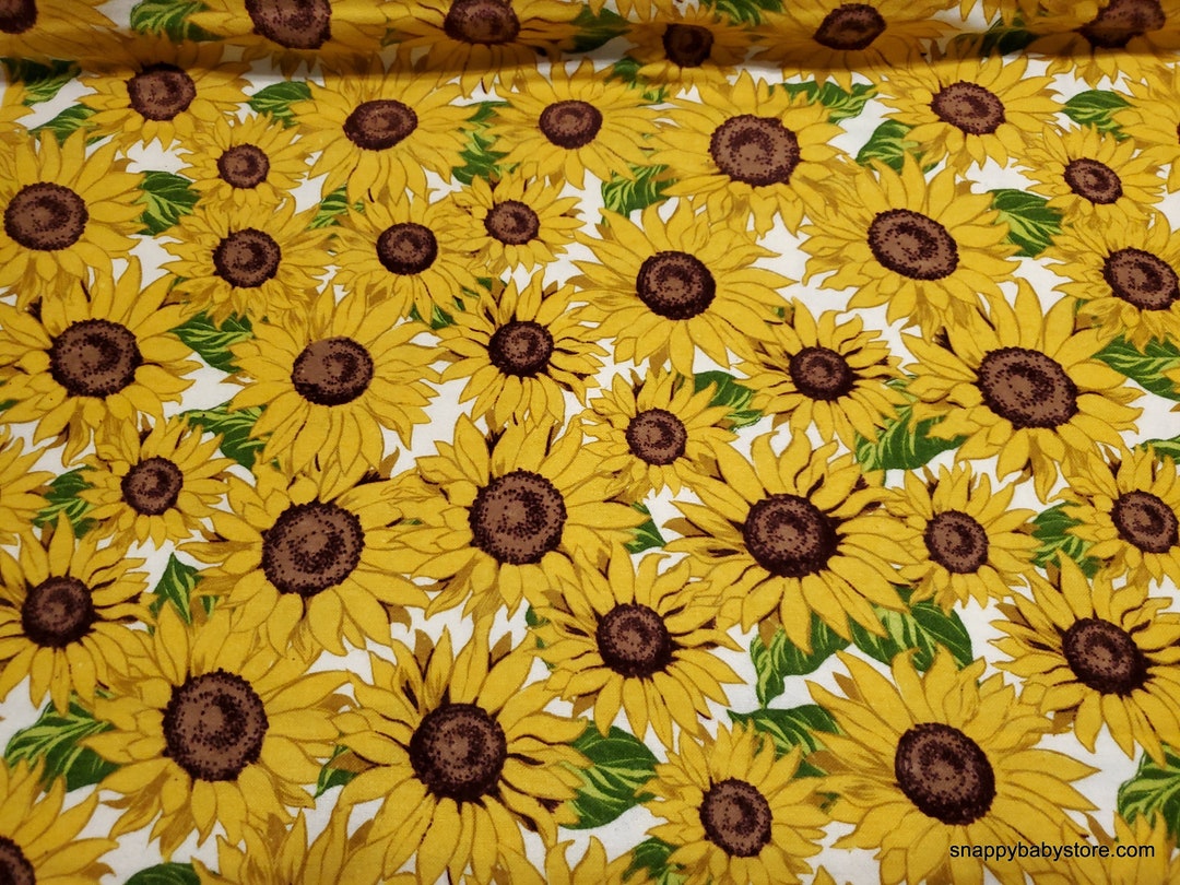 Flannel Fabric - Packed Sunflowers - by the Yard - 100% Cotton Flannel ...