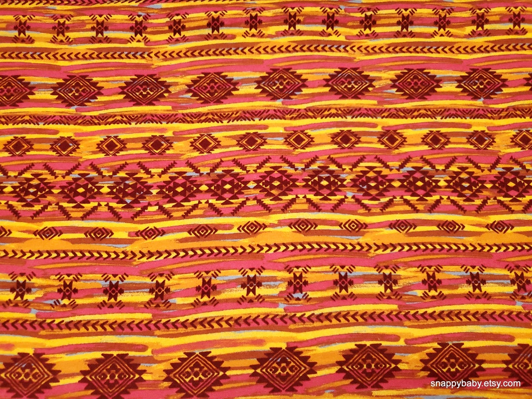 Flannel Fabric - Desert Aztec Stripe - by the Yard - 100% Cotton ...