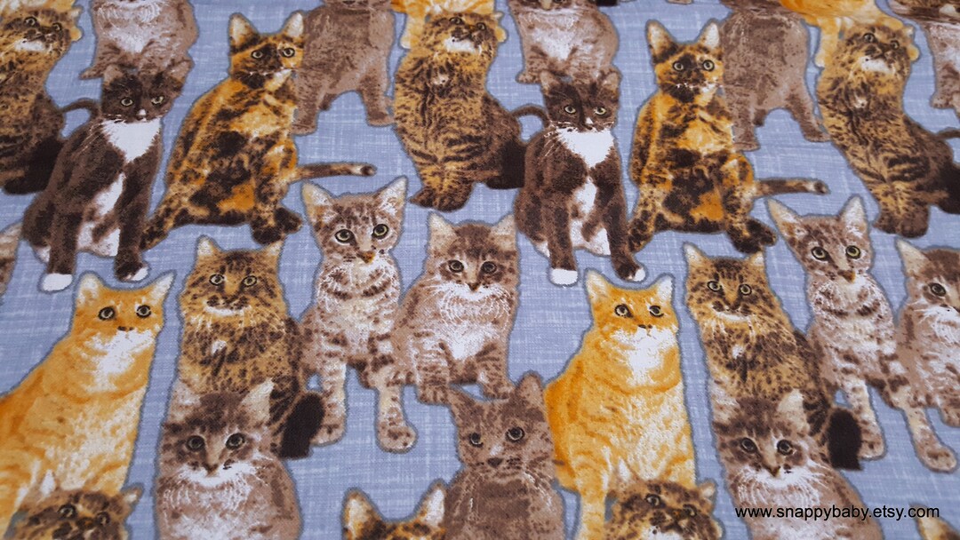 Flannel Fabric - Cats on Gray - by the Yard - 100% Cotton Flannel - Etsy