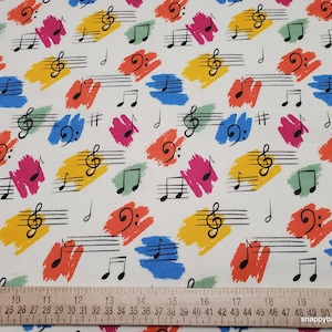 Flannel Fabric - Multi Color Music Notes - by the Yard - 100% Cotton ...