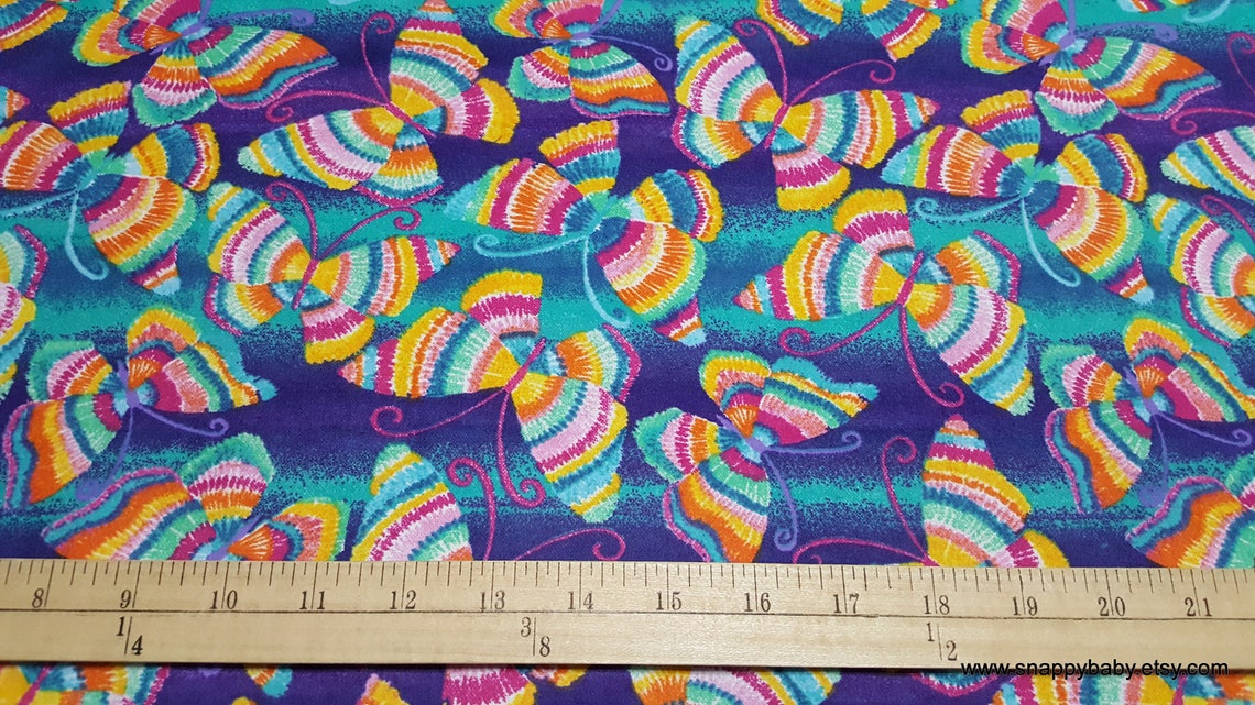 Flannel Fabric Rainbow Butterfly by the Yard 100% Cotton | Etsy