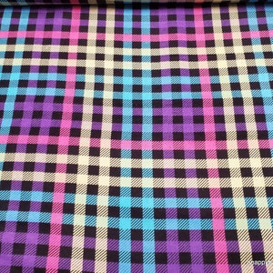 Flannel Fabric Neon Plaid on Black by the Yard 100% Cotton Flannel - Etsy