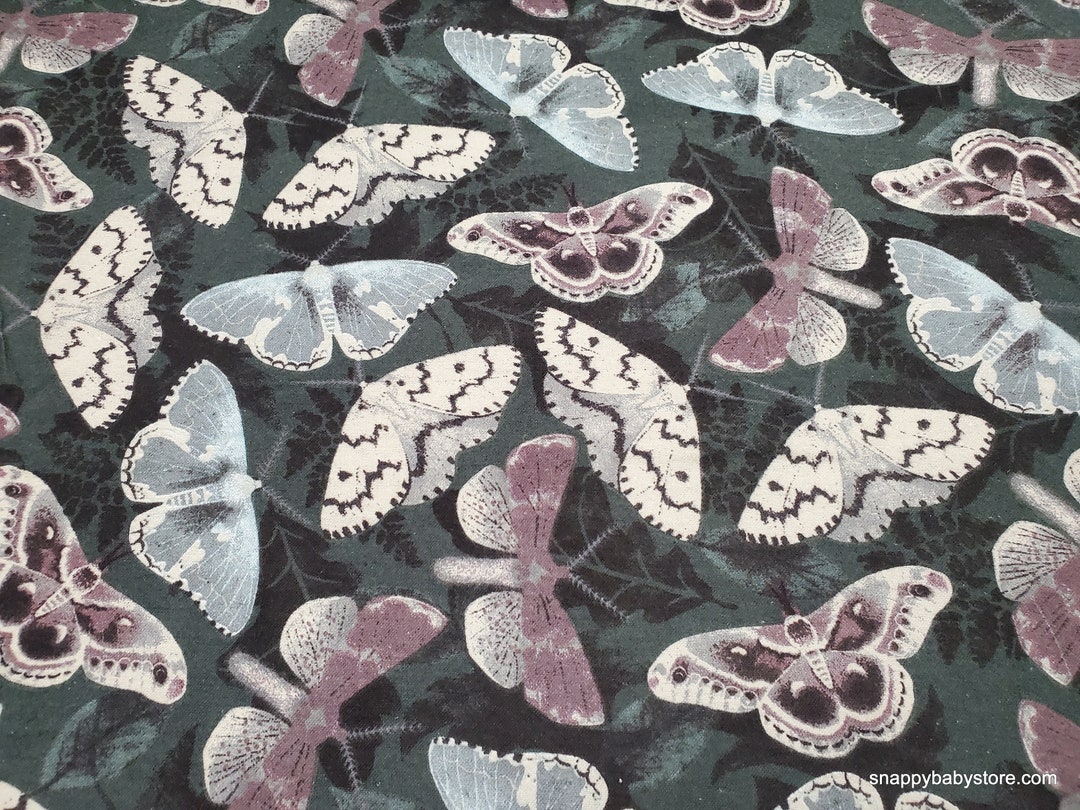 Flannel Fabric - Quality Time Moths - by the Yard - 100% Cotton Flannel ...