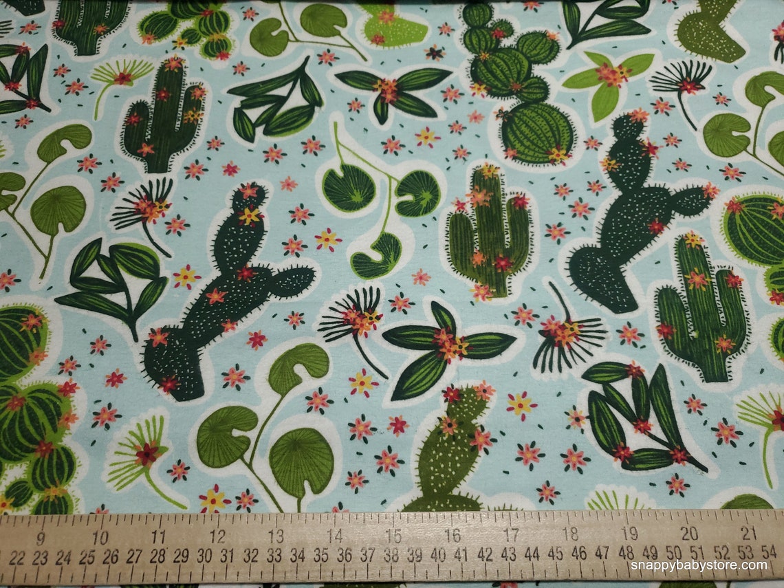 Flannel Fabric - Cute Cacti - by the Yard - 100% Cotton Flannel - Etsy