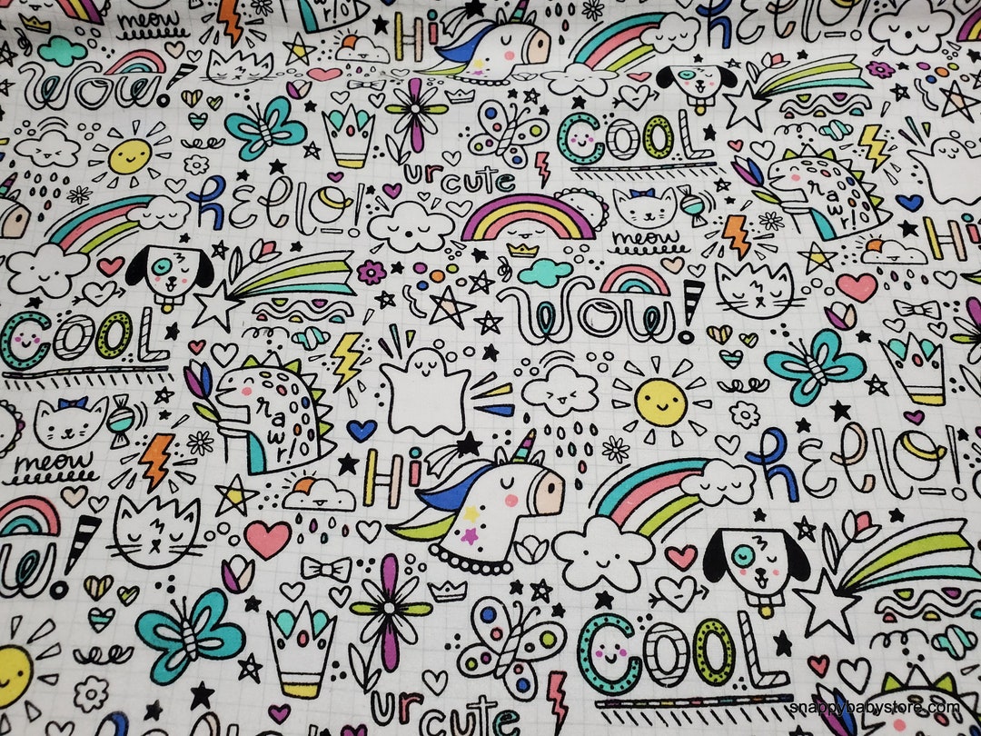 Flannel Fabric - Notebook Cartoons - by the Yard - 100% Cotton Flannel ...