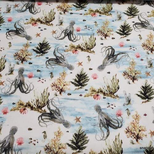 Flannel Fabric Bright Ocean Fish by the Yard 100% Cotton - Etsy