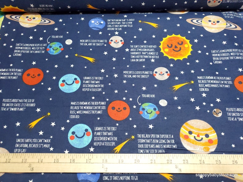 Flannel Fabric - Space Facts - by the Yard - 100% Cotton Flannel - Etsy