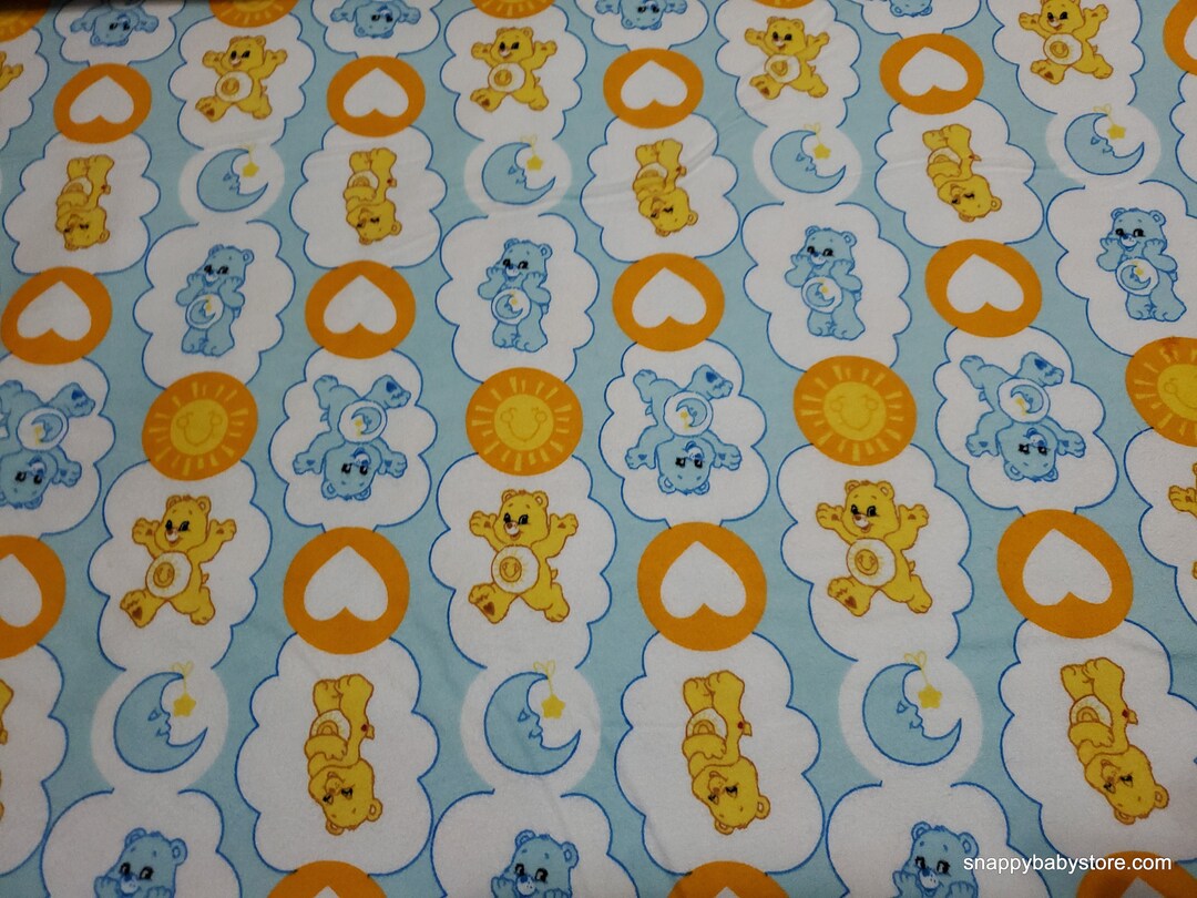 Character Flannel Fabric - Care Bears Funshine and Bedtime Bears on ...