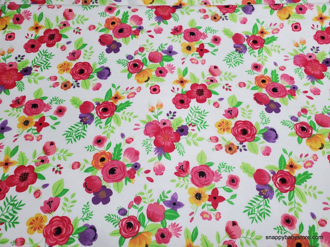 Flannel Fabric - Summer Floral - by the Yard - 100% Cotton Flannel - Etsy
