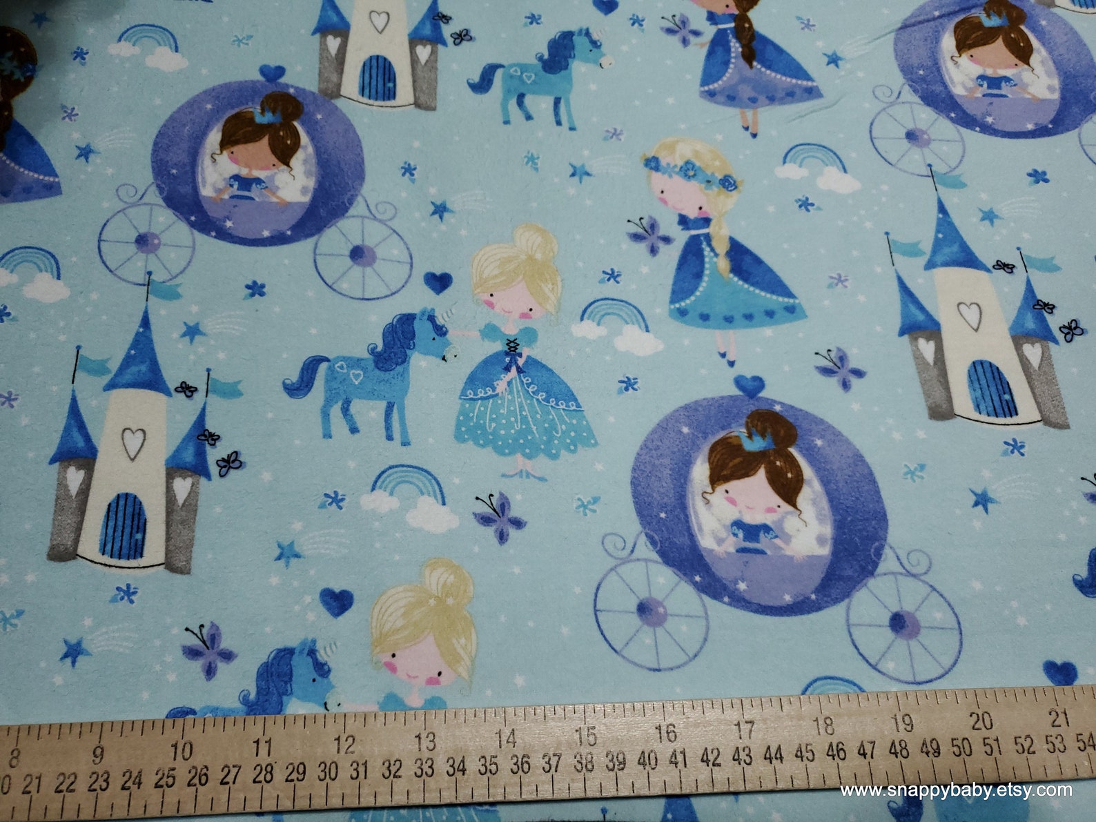 Flannel Fabric - Fairy Princess Blue - by the Yard - 100% Cotton ...