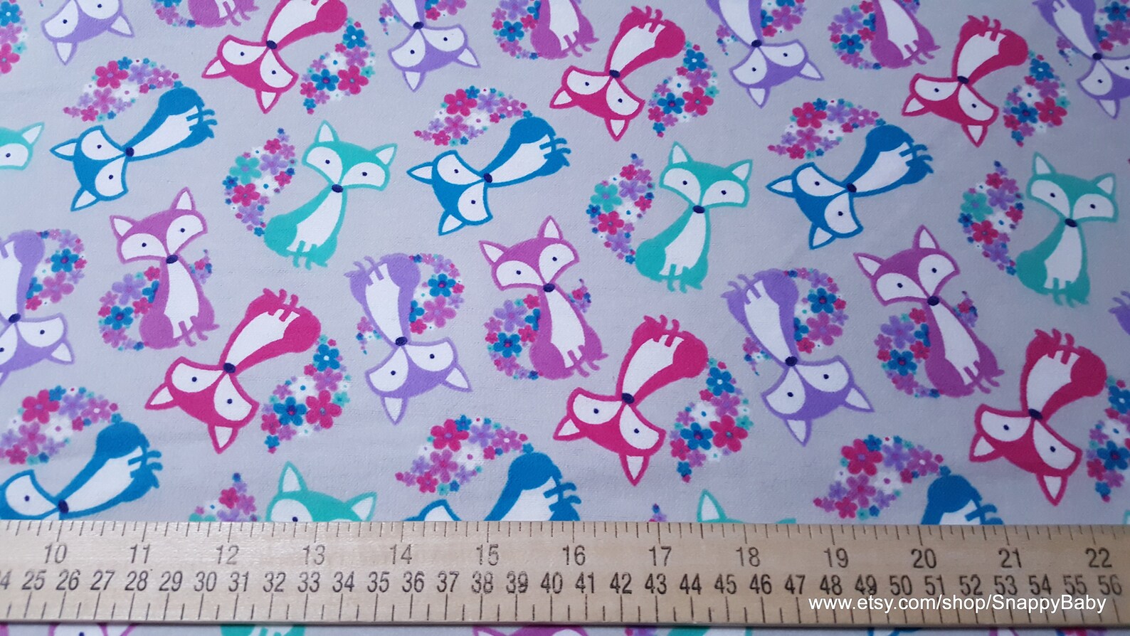 Flannel Fabric - Floral Tail Fox - by the Yard - 100% Cotton Flannel - Etsy