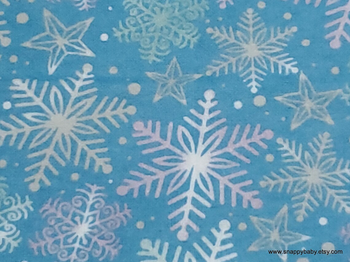 Christmas Flannel Fabric Snowflakes Blue Purple Teal By | Etsy