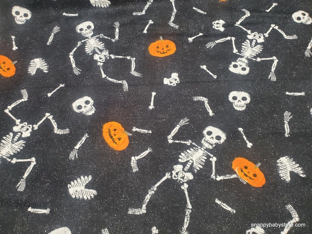 Flannel Fabric - Tossed Skeleton Bones - by the Yard - 100% Cotton ...