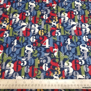 Premium Flannel Fabric - on Time Navy Numerals Premium Flannel - by the ...