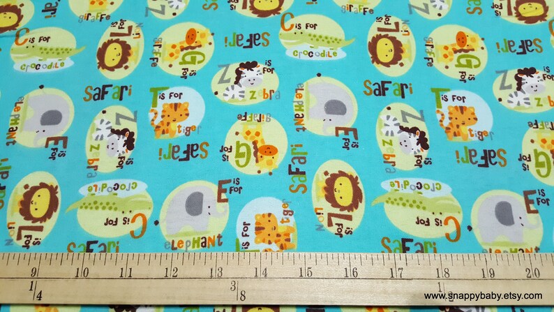Flannel Fabric - Safari Alphabet - by the Yard - 100% Cotton Flannel - Etsy
