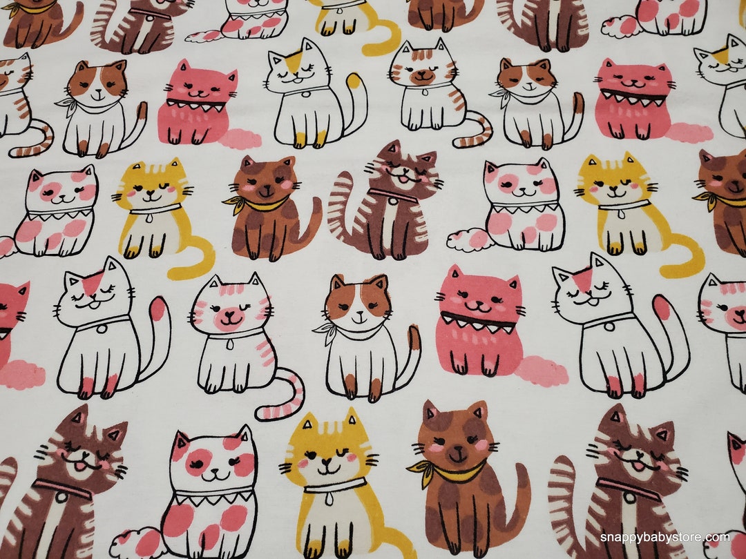 Flannel Fabric - Cute Cats - by the Yard - 100% Cotton Flannel - Etsy