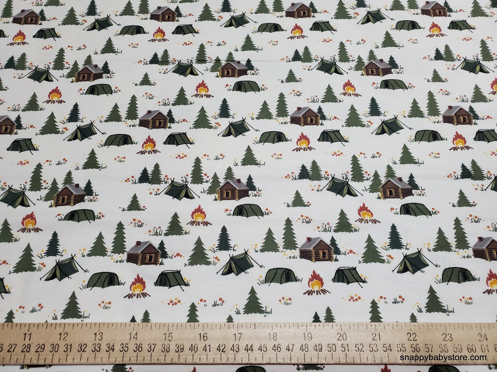 Flannel Fabric - Camping Tents Wilderness - by the Yard - 100% Cotton ...