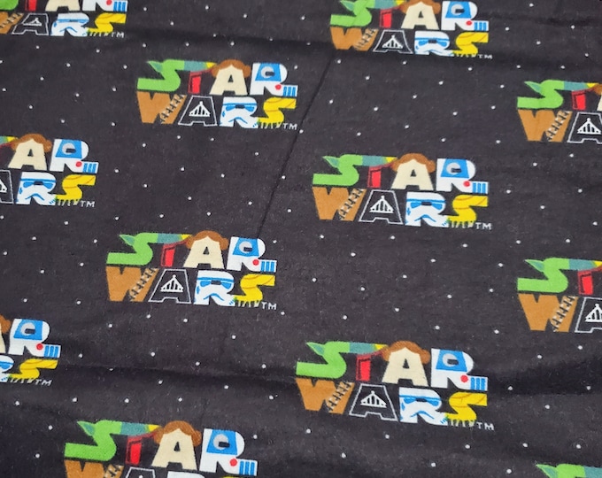 Character Flannel Fabric - Star Wars Logo Character on Black - by the ...