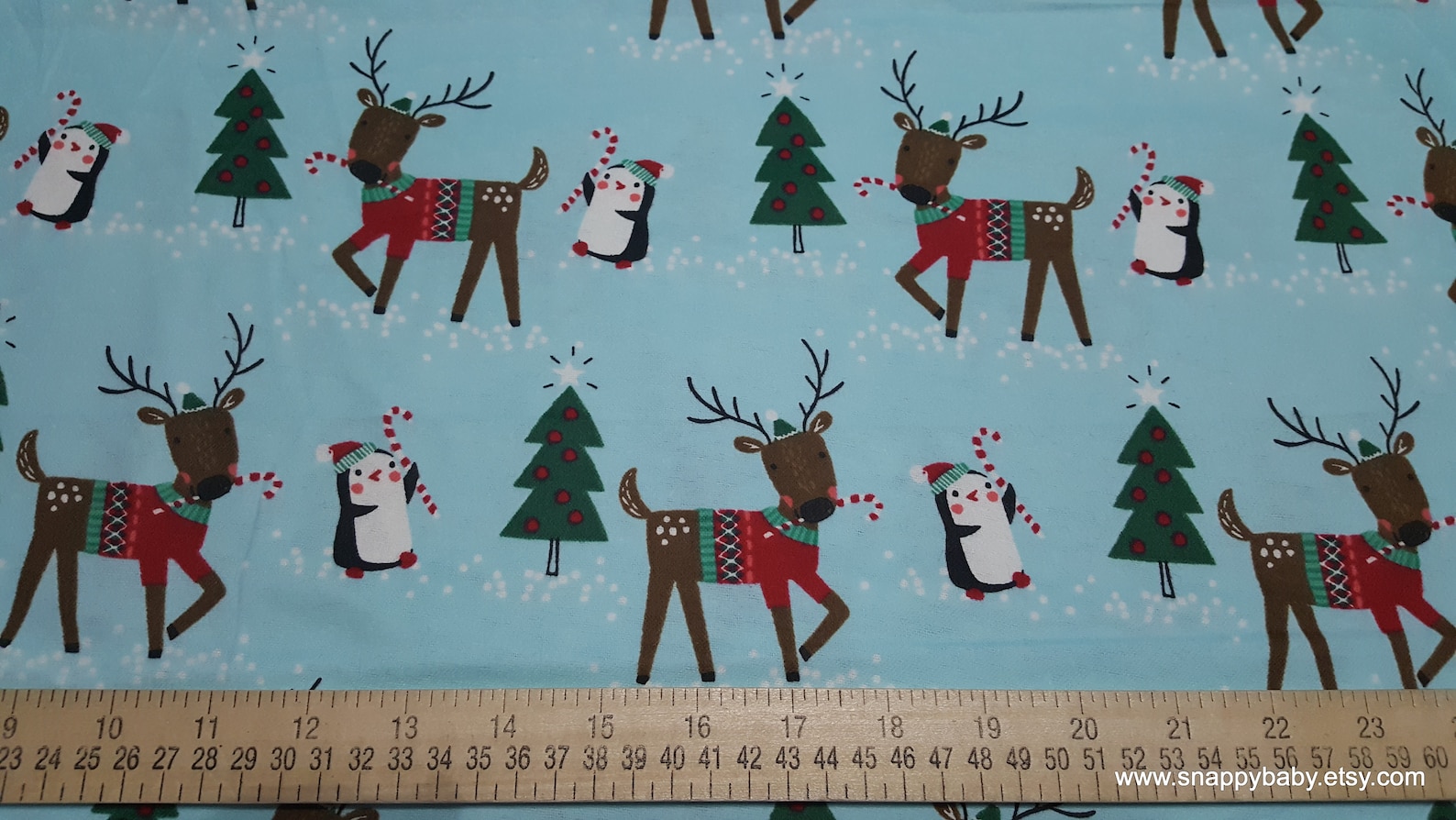 Christmas Flannel Fabric Reindeer in Sweaters by the Yard | Etsy
