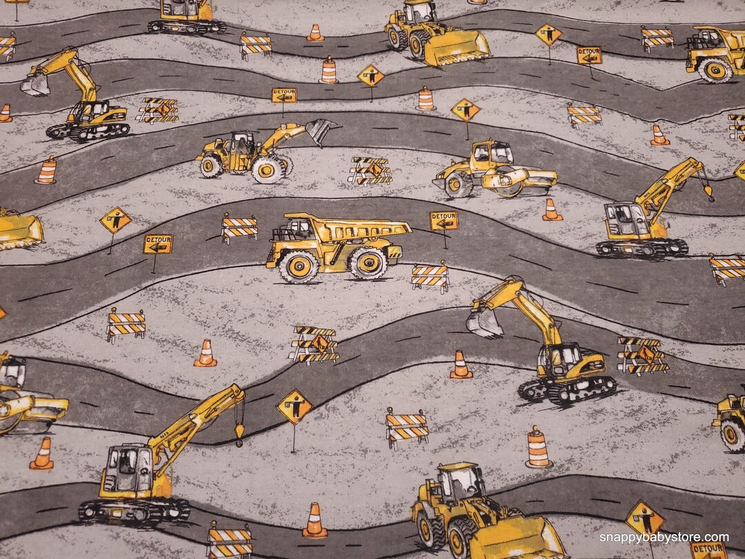 Flannel Fabric - Windy Road Construction - by the Yard - 100% Cotton ...