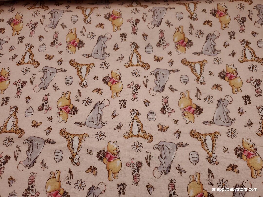 Character Flannel Fabric Winnie the Pooh New Blooms on Light Pink by ...