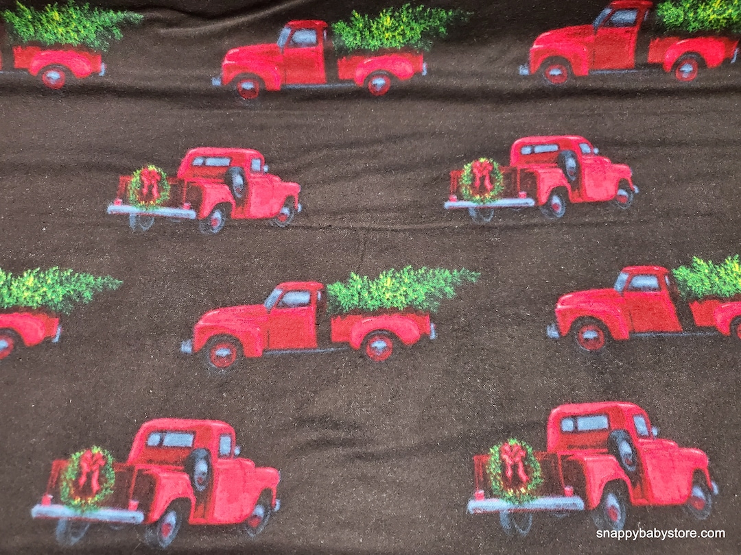 Christmas Flannel Fabric - Classic Christmas Red Truck on Black - by ...