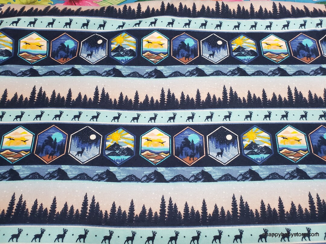 Flannel Fabric - Scenic Wilderness in Line - by the Yard - 100% Cotton ...