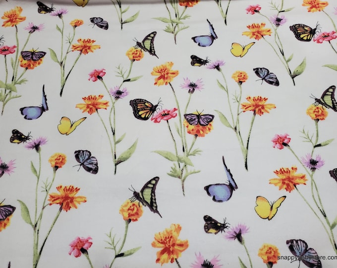 Flannel Fabric Butterflies Flying by the Yard 100% | Etsy