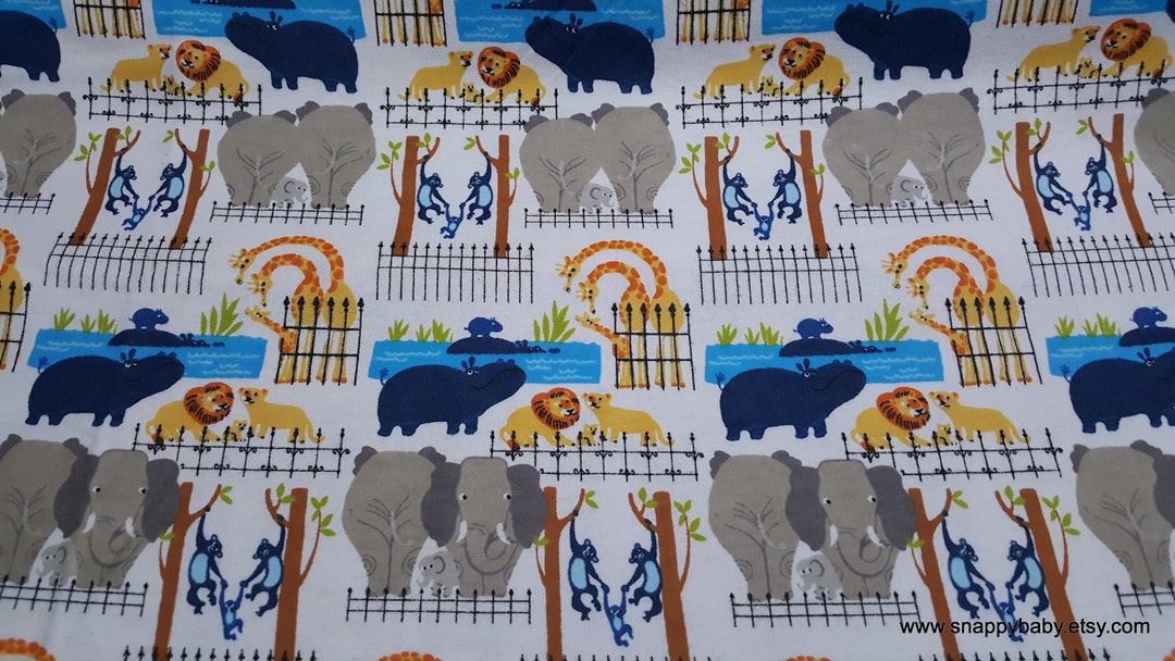 Flannel Fabric - Zoo Animals at the Zoo - by the Yard - 100% Cotton ...