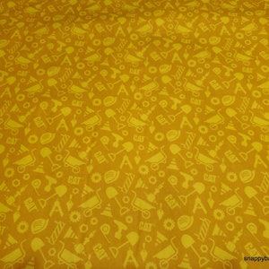 Licensed Flannel Fabric - CAT Building Construction Set Yellow - by the ...