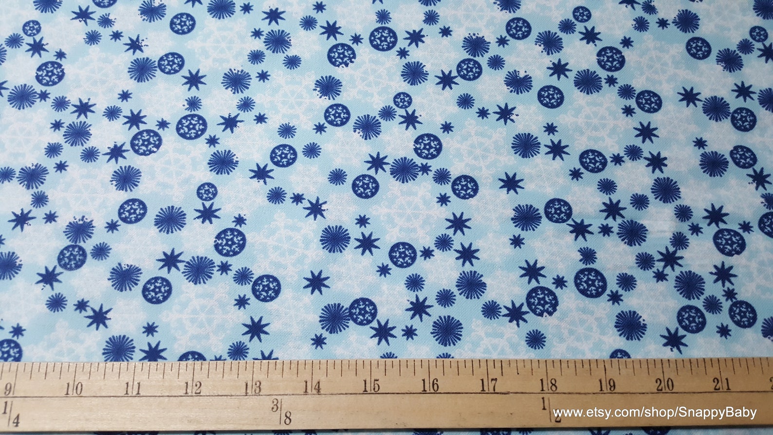 Christmas Flannel Fabric Blue Snowflakes and Stars By the | Etsy