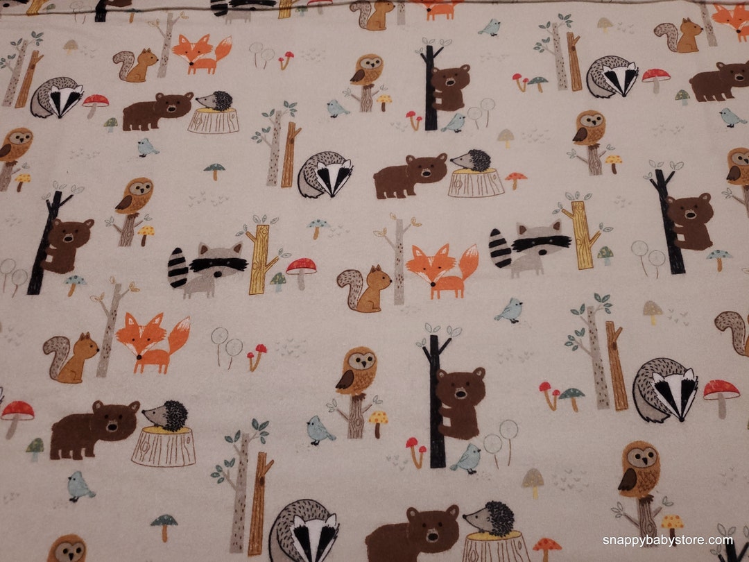 Flannel Fabric - Forest Friends Ash - by the Yard - 100% Cotton Flannel ...
