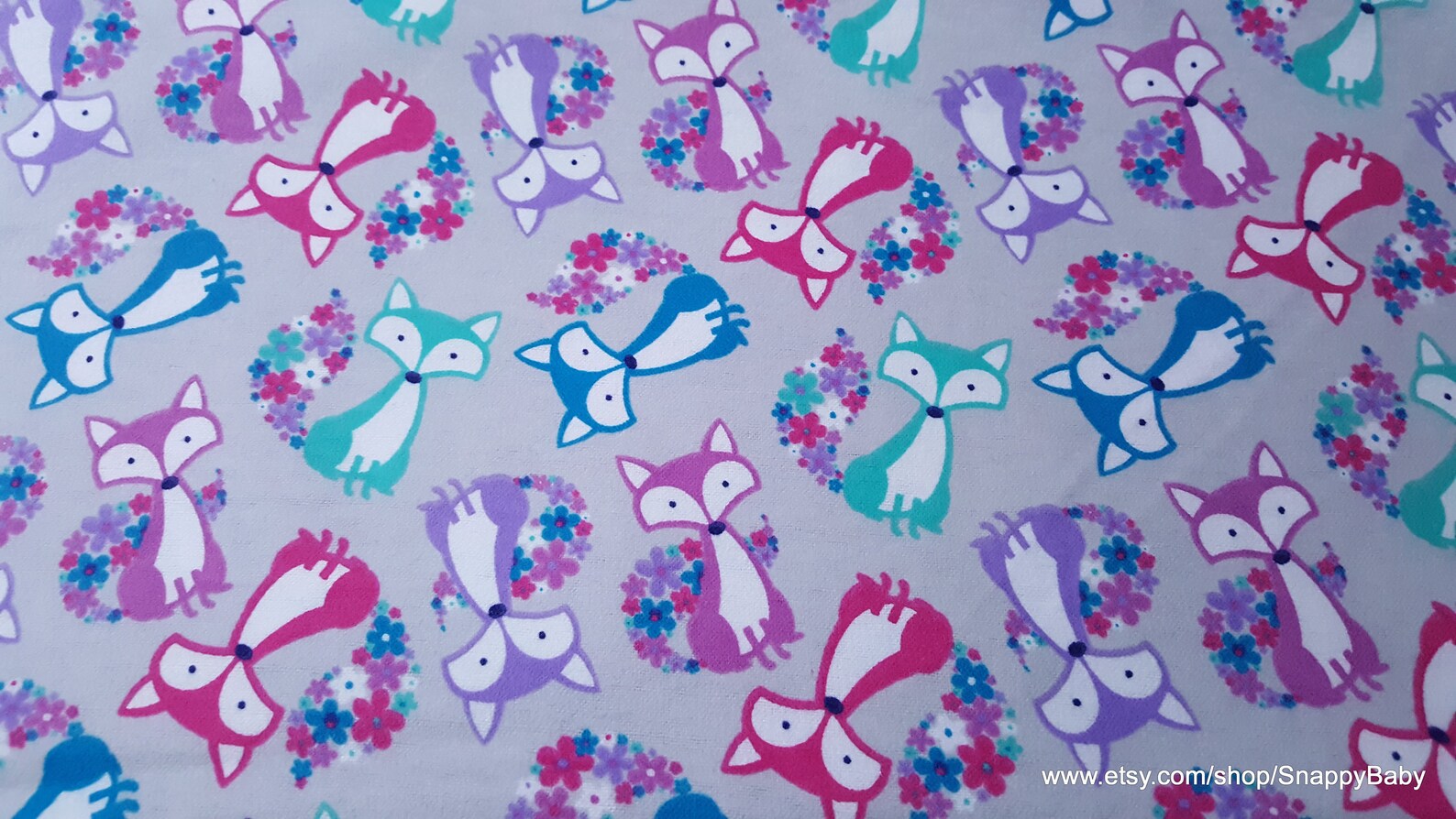 Flannel Fabric - Floral Tail Fox - by the Yard - 100% Cotton Flannel - Etsy