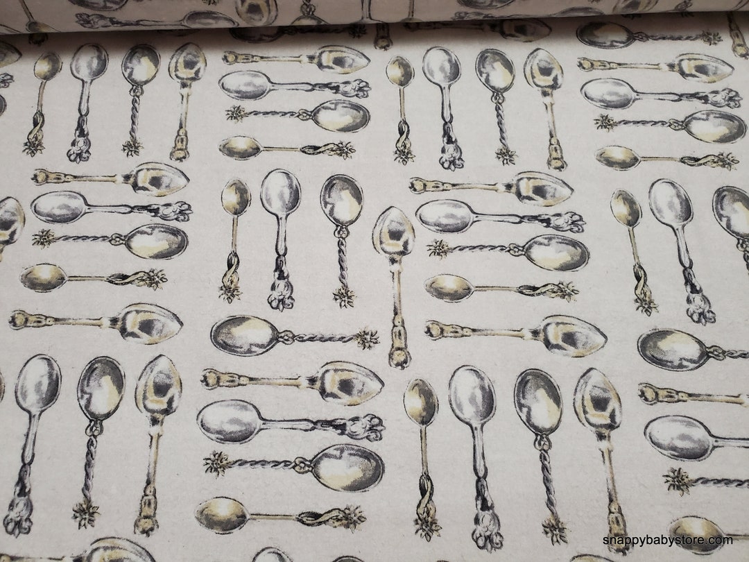 Flannel Fabric - Spoons - by the Yard - 100% Cotton Flannel - Etsy
