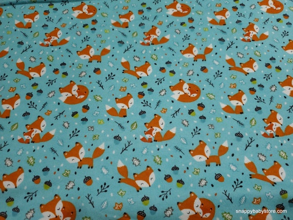 Flannel Fabric Frolicking Foxes Blue By the Yard 100% | Etsy
