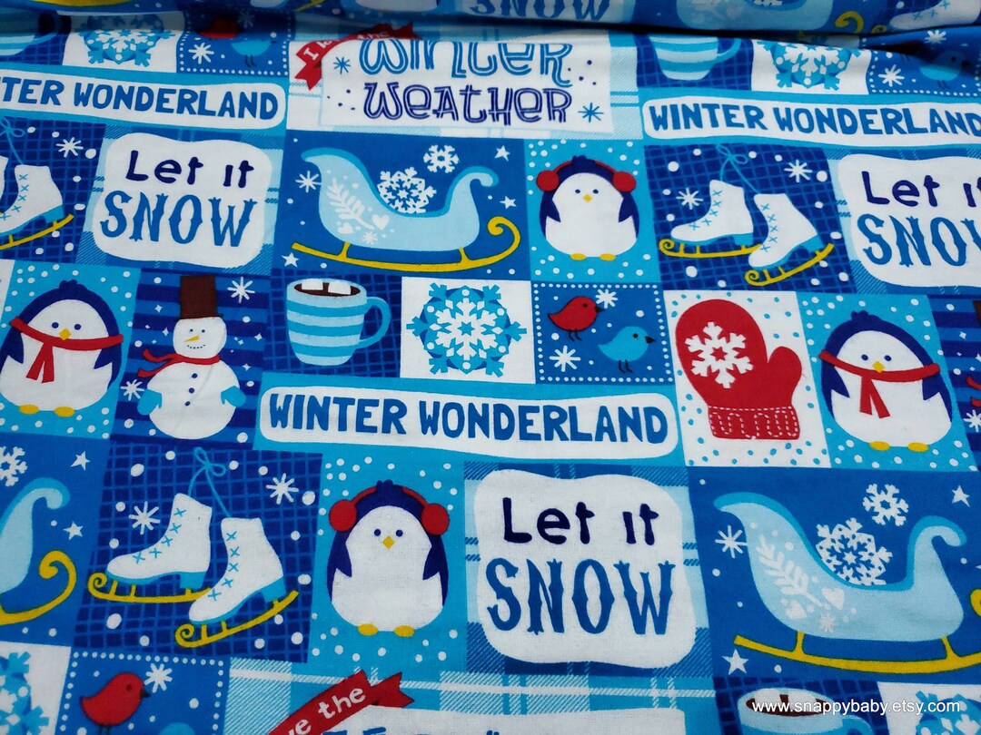 Christmas Flannel Fabric - Let It Snow Patchwork - by the Yard - 100% ...