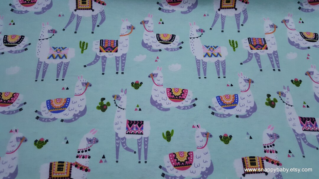 Flannel Fabric - Aztec Llama and Cacti - by the Yard - 100% Cotton ...
