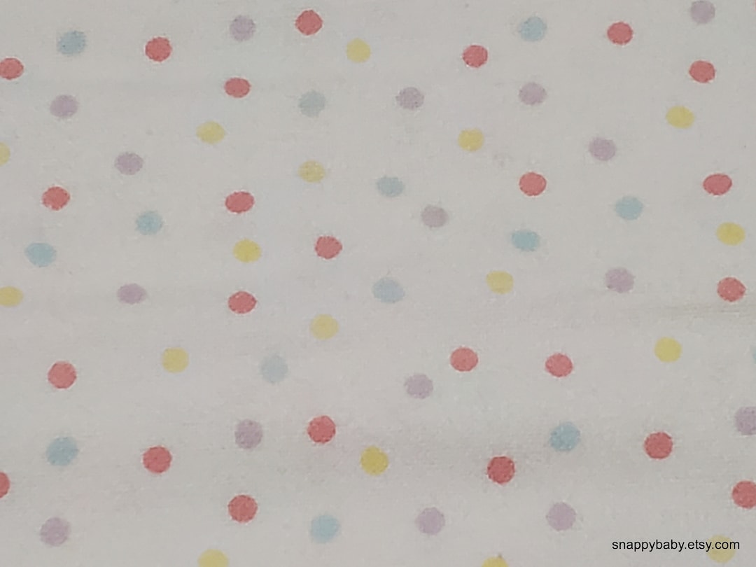 Flannel Fabric - Pastel Dots on White - by the Yard - 100% Cotton ...