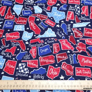 Flannel Fabric - Patriotic States - by the Yard - 100% Cotton Flannel ...