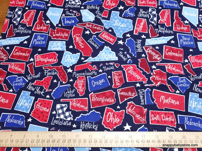Flannel Fabric - Patriotic States - by the Yard - 100% Cotton Flannel ...