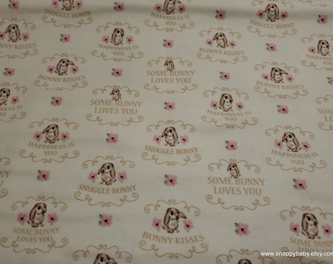 Flannel Fabric Bunny Words by the Yard 100% Cotton - Etsy