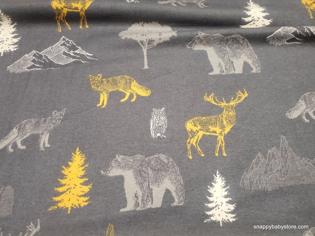 Flannel Fabric - Wilderness Scenic Outline - by the Yard - 100% Cotton ...
