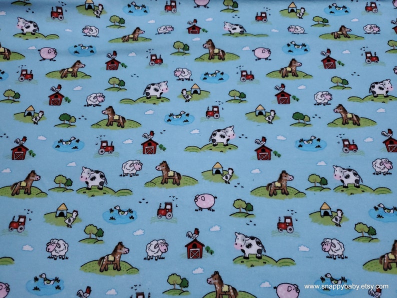 Flannel Fabric Blue Meadow Farm Flannel by the Yard 100% - Etsy