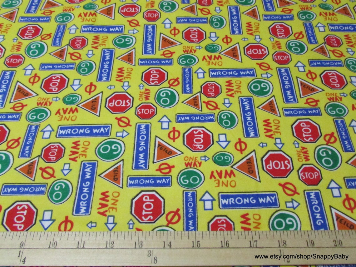 Flannel Fabric Street Signs on Yellow by the Yard 100% - Etsy
