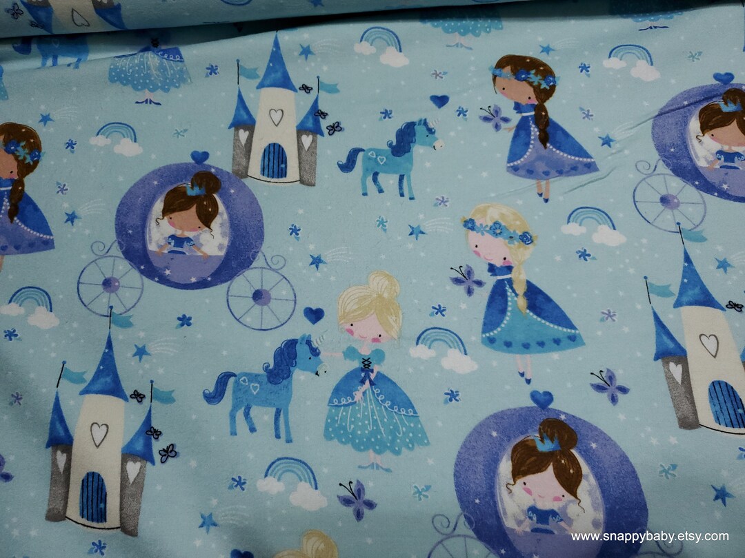 Flannel Fabric - Fairy Princess Blue - by the Yard - 100% Cotton ...