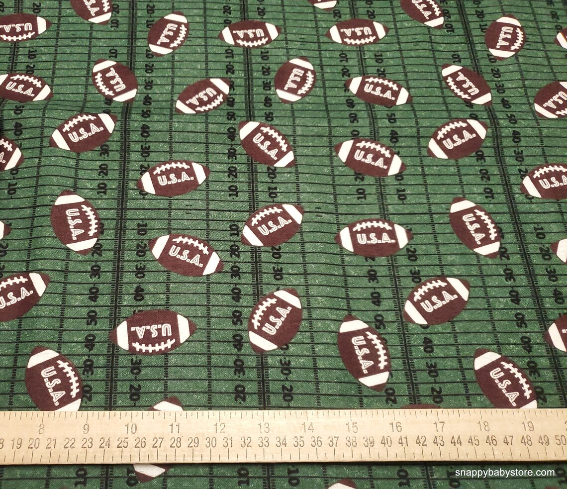 Flannel Fabric - Footballs on Field - by the Yard - 100% Cotton Flannel ...