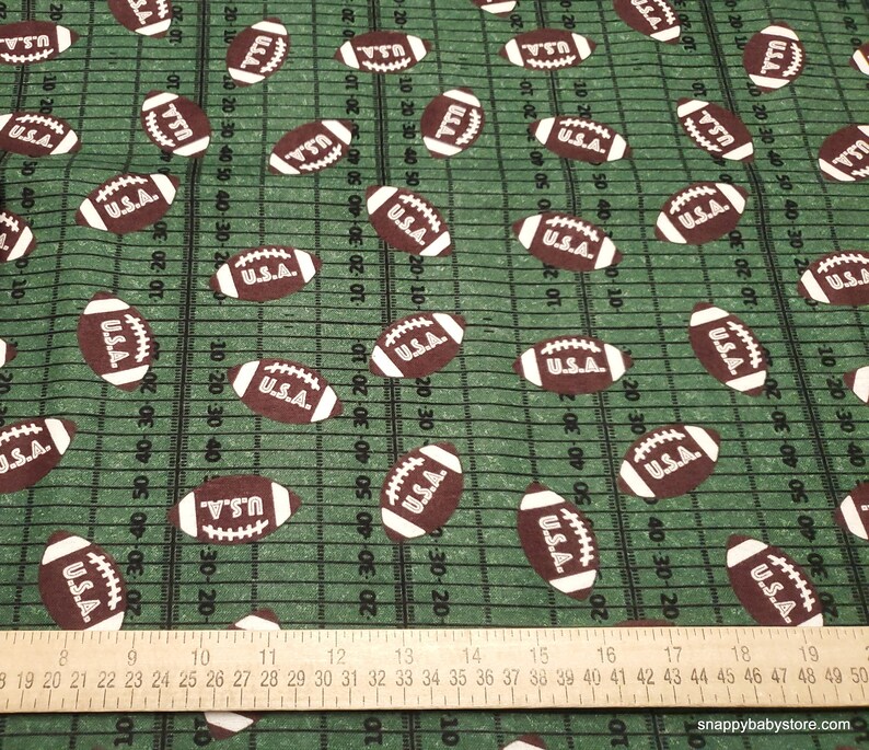 Flannel Fabric - Footballs on Field - by the Yard - 100% Cotton Flannel ...