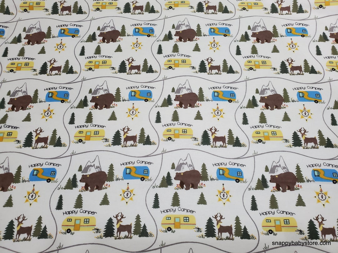 Flannel Fabric - Camping Words Wilderness - by the Yard - 100% Cotton ...
