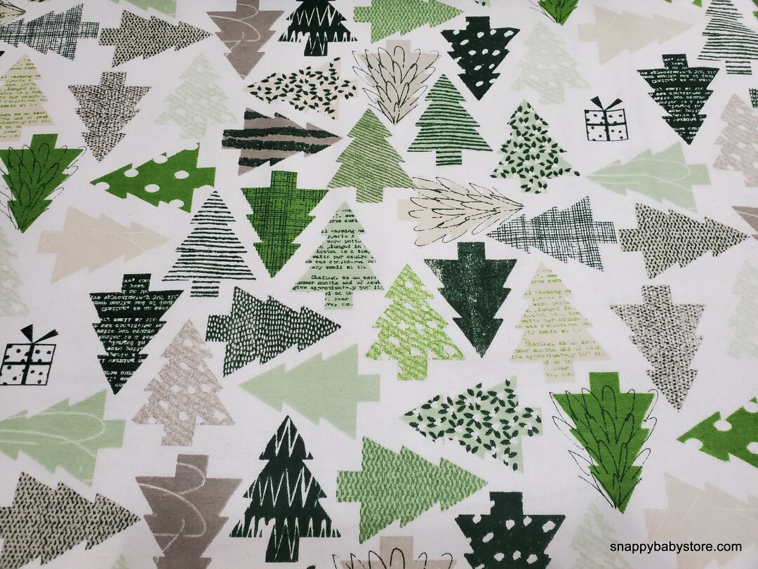Christmas Flannel Fabric - Cut Out Christmas Trees -by the Yard - 100% ...