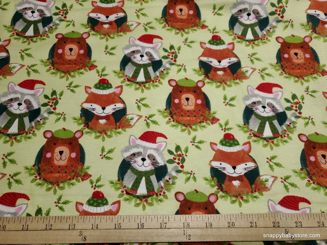 Christmas Flannel Fabric Christmas Woodland By the yard | Etsy